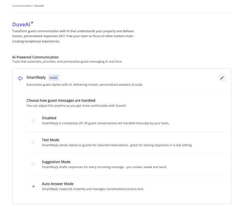 How to set up DuveAI SmartReply – Duve